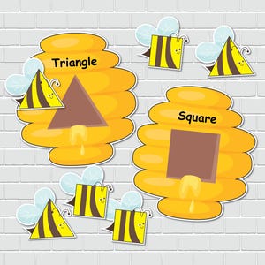 Bee Shapes and Beehive Matching Activity, 2D Shapes, Busy Book Page ...