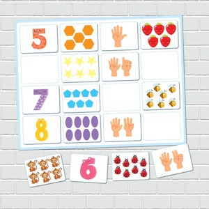 Numbers Matching Activity for Kids, Counting Game, Preschool Math ...