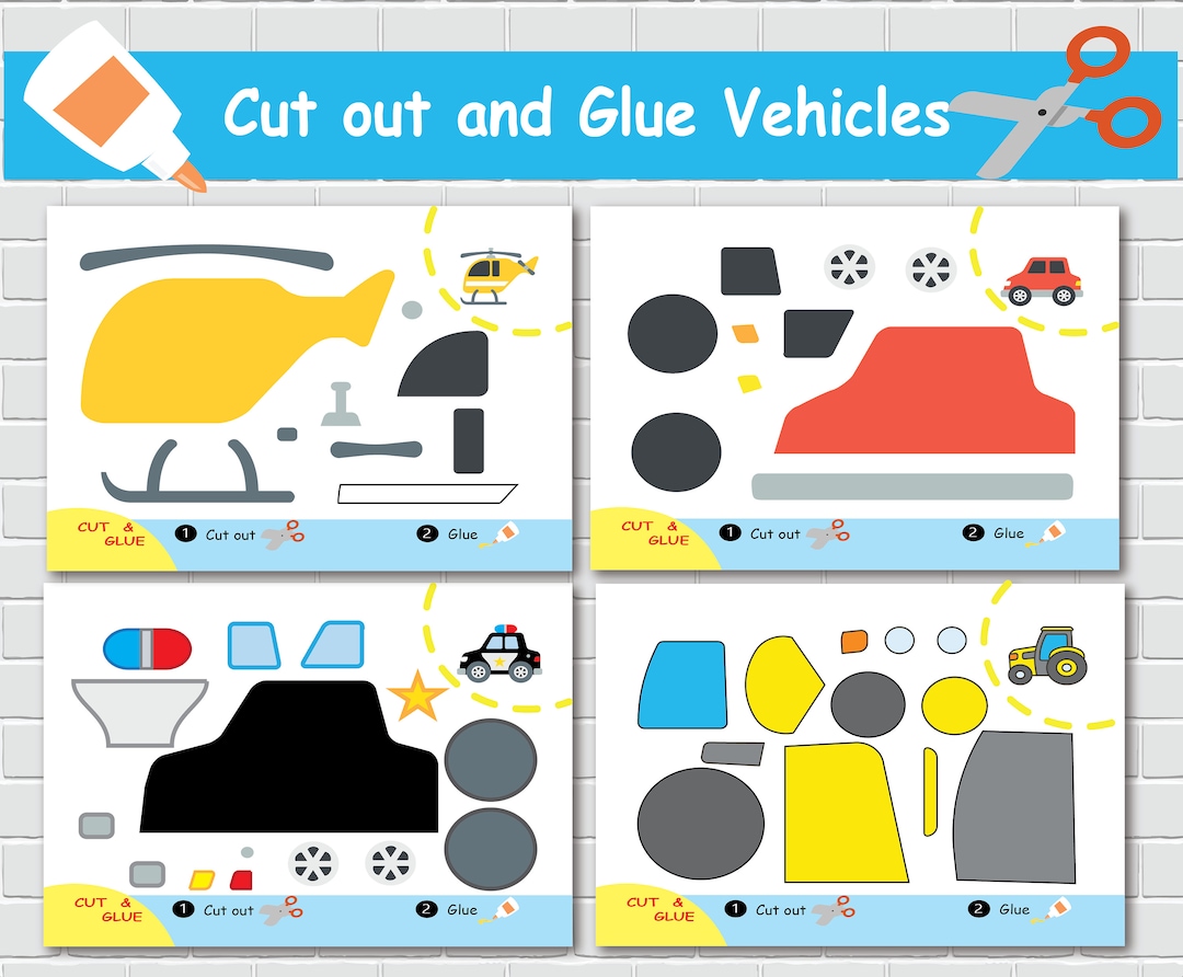 Cut Out and Glue Scissors Practice for Kids Preschool Printable Crafts ...