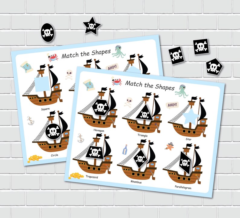 Pirate Ship Shapes Matching Activity, 2D Shapes, Pre-k Learning - Etsy