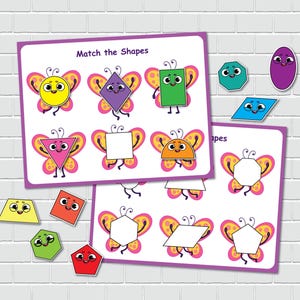 Butterflies Shape Matching Activity, 2D Shapes, Summer Busy Book Page ...