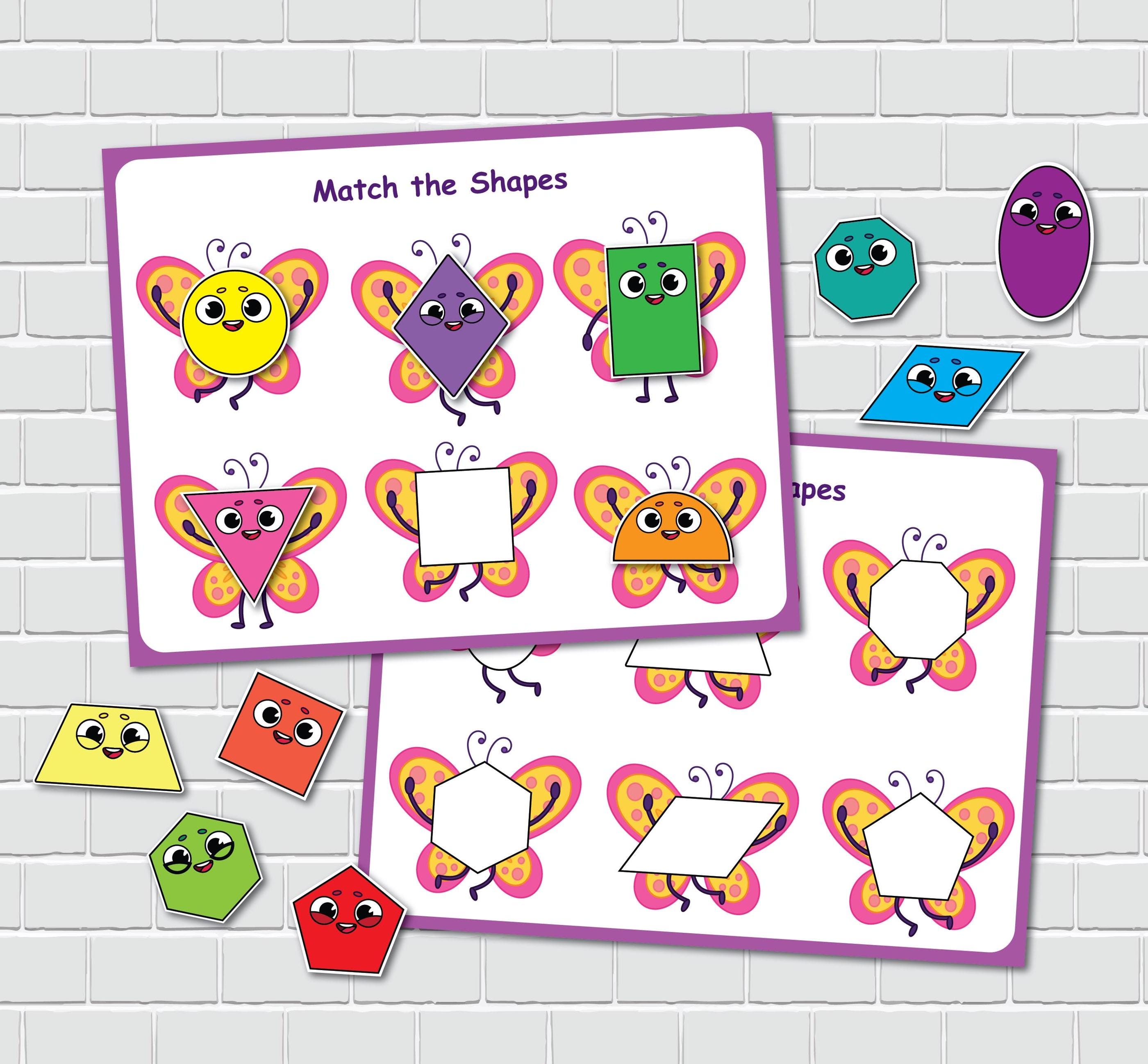 Butterflies Shape Matching Activity, 2D Shapes, Summer Busy Book Page ...