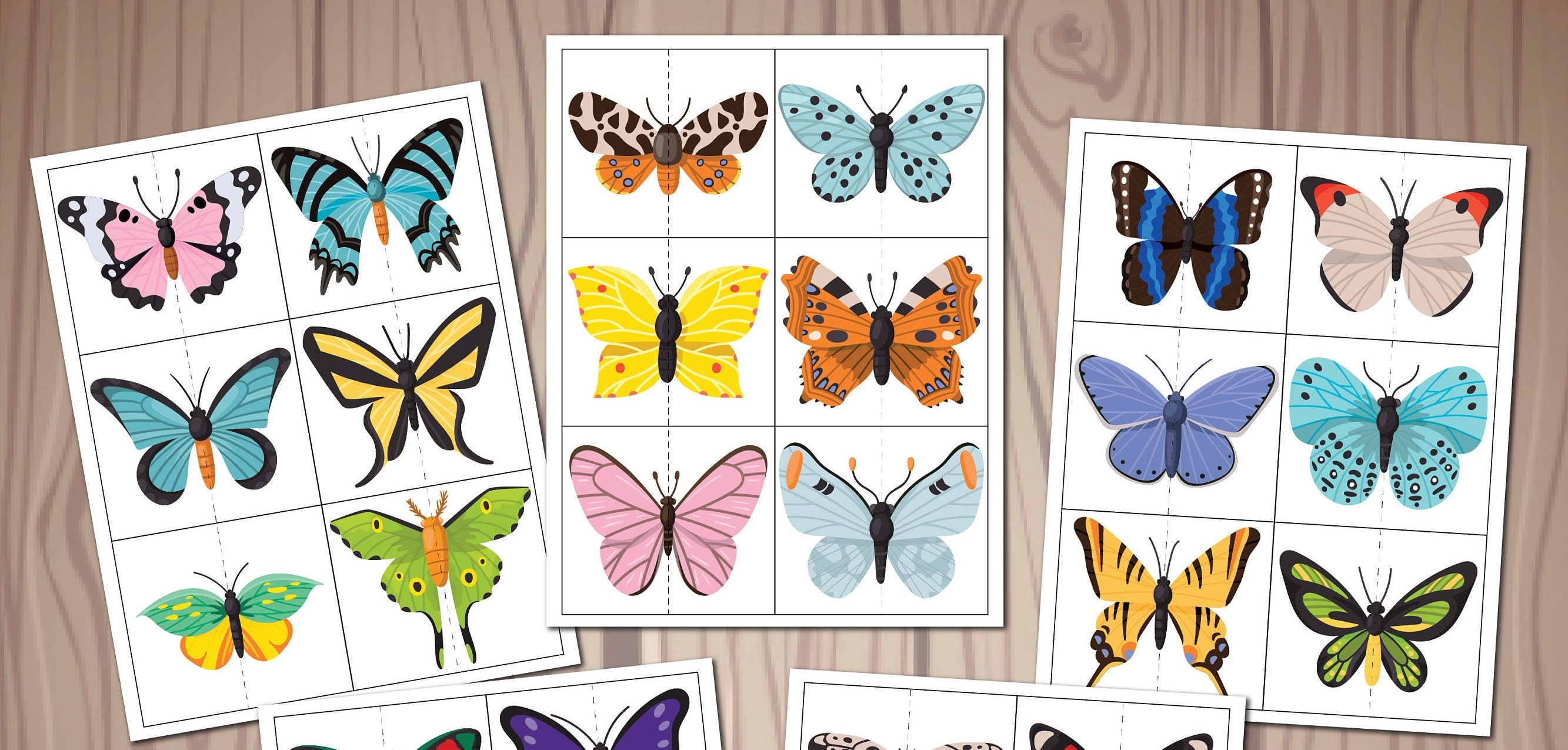 Cartes de symétrie papillon, activité d'espionnage, printemps ...