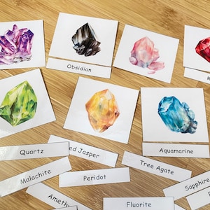Gemstones Three Part Cards, Minerals and Crystals Montessori Flashcards ...