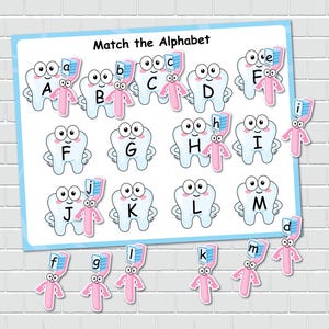 Teeth Alphabet Matching Activity for Kids, ABC Busy Book, Preschool ...