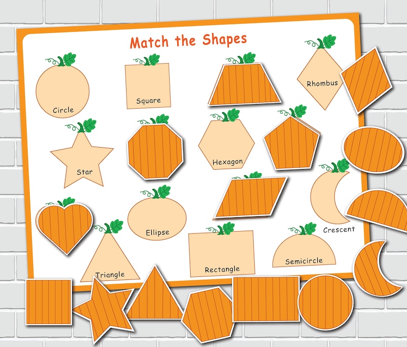 Pumpkin Shapes Matching Activity: Toddler Learning Printable (digital ...