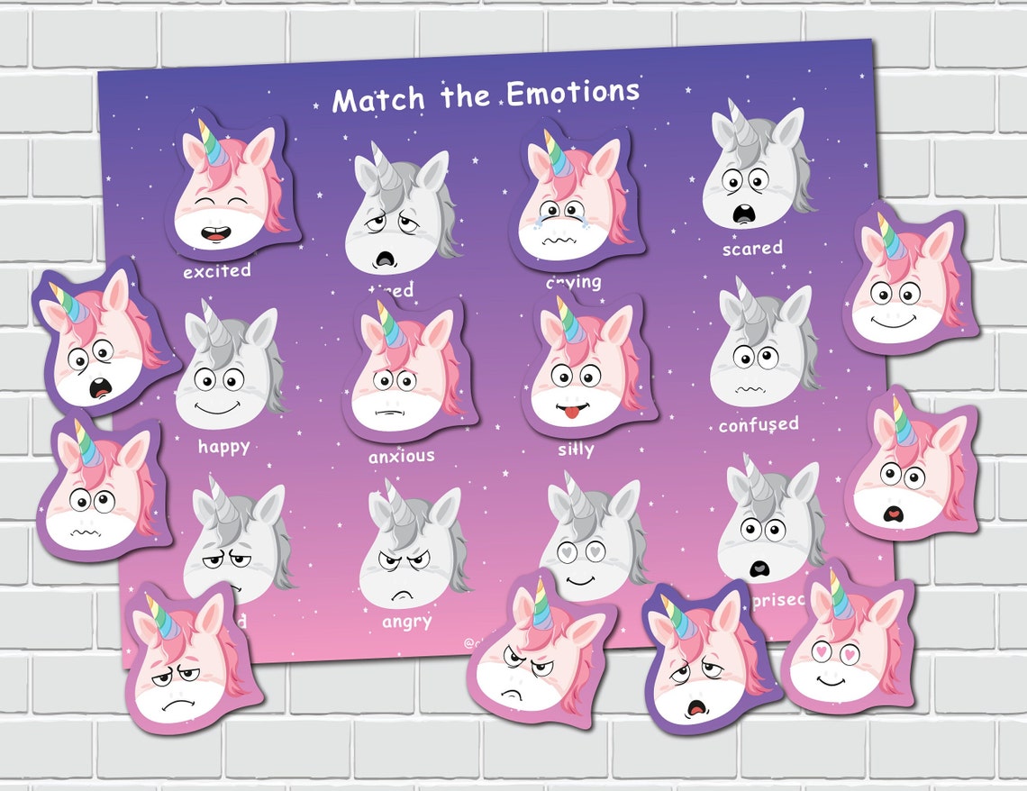Unicorn Emotions Activity for Kids Toddler Feelings Matching - Etsy