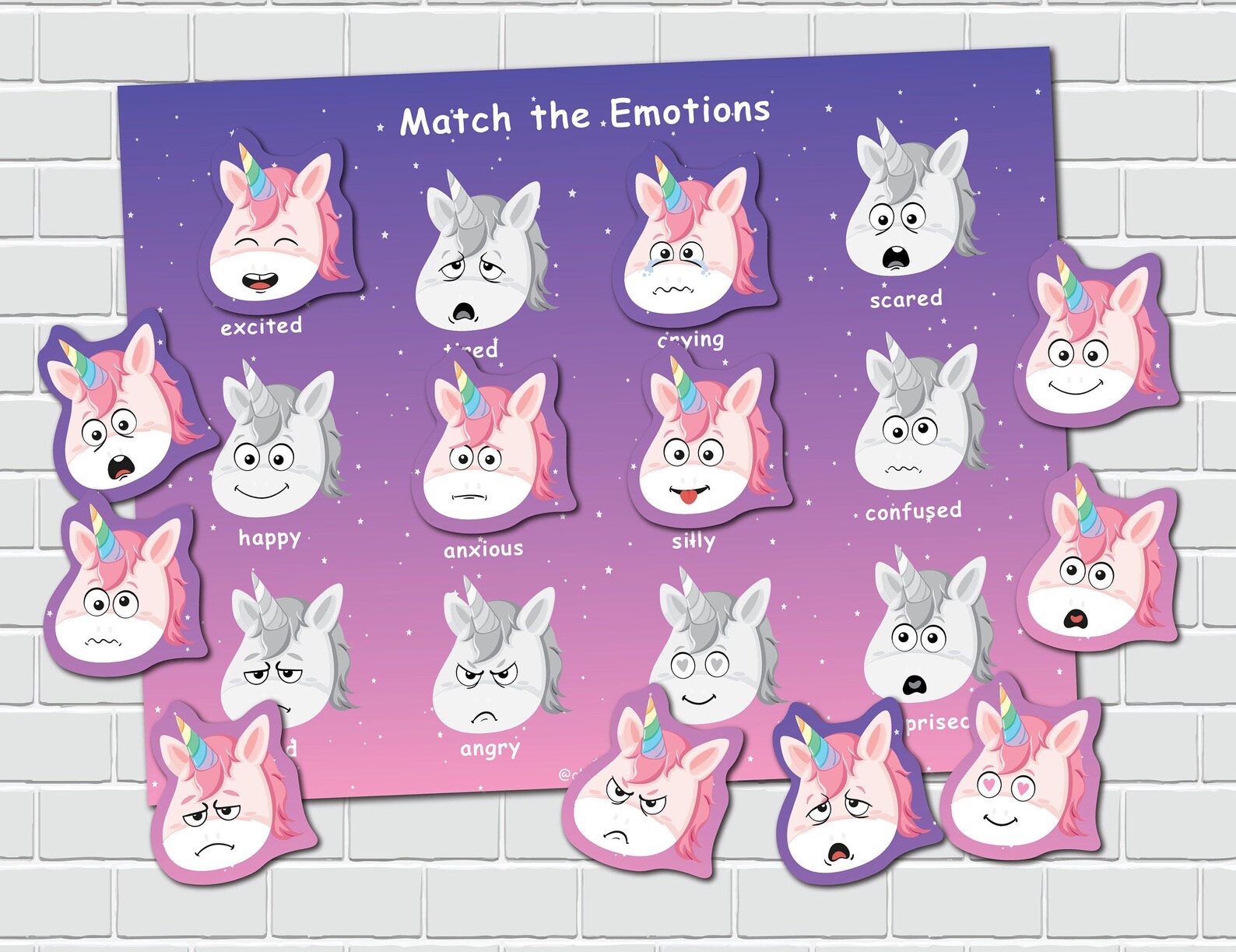 Unicorn Emotions Activity for Kids Toddler Feelings Matching - Etsy