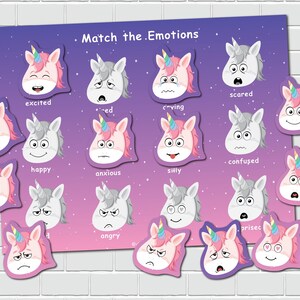 Unicorn Emotions Activity for Kids, Toddler Feelings Matching Activity ...