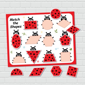Ladybug Shape Matching Activity, 2D Shapes, Summer Busy Book Page, File ...