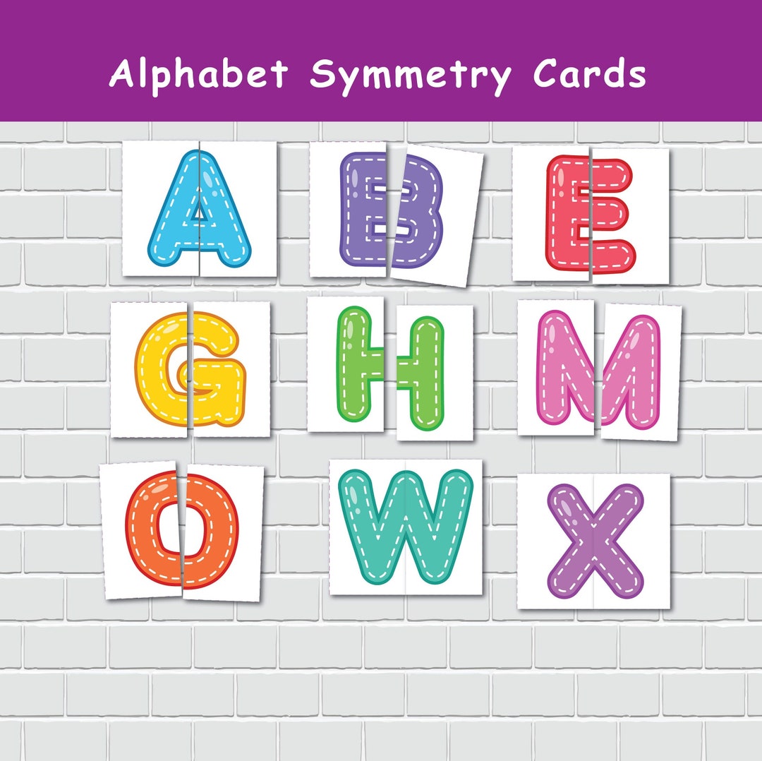 Alphabet Symmetry Cards, ABC Matching Game, Toddler Matching Activity ...