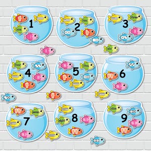 Fish and Fishbowl Numbers Matching Activity, Preschool Math Centers ...