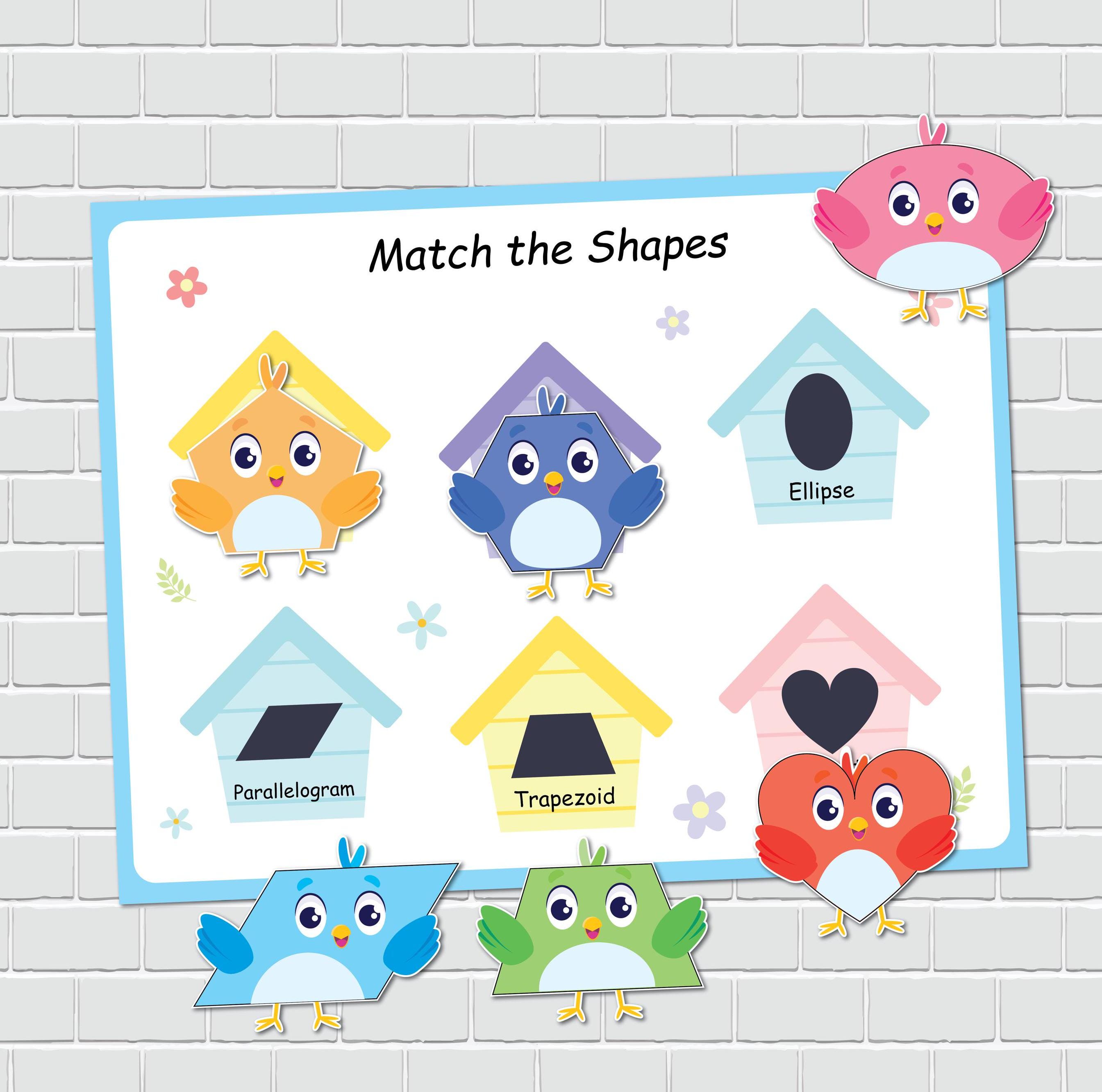 Bird Shape Matching Activity, 2D Shapes, Spring Busy Book, Files Folder ...