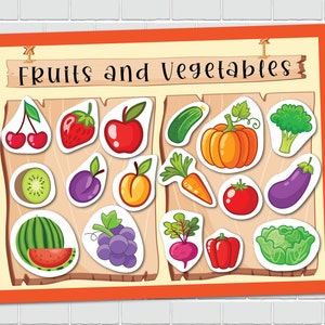 Fruits and Vegetables Sorting Printable Activity. Farm Busy Book Page ...