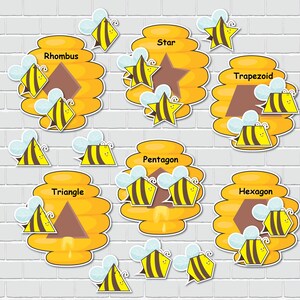 Bee Shapes and Beehive Matching Activity, 2D Shapes, Busy Book Page ...