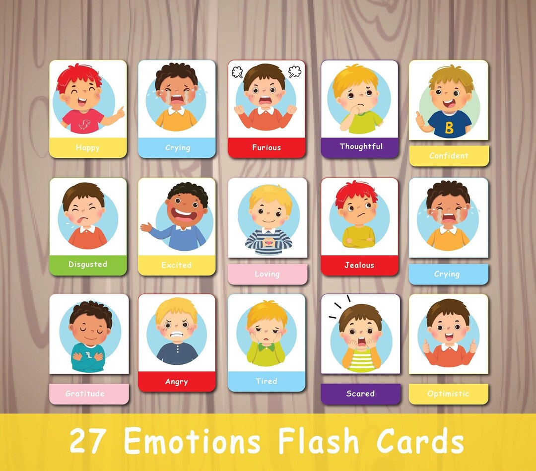 Emotion Flashcards, Kids Feelings Flash Cards, Montessori Printable ...