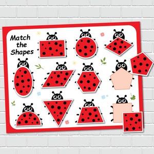 Ladybug Shape Matching Activity, 2D Shapes, Summer Busy Book Page, File ...
