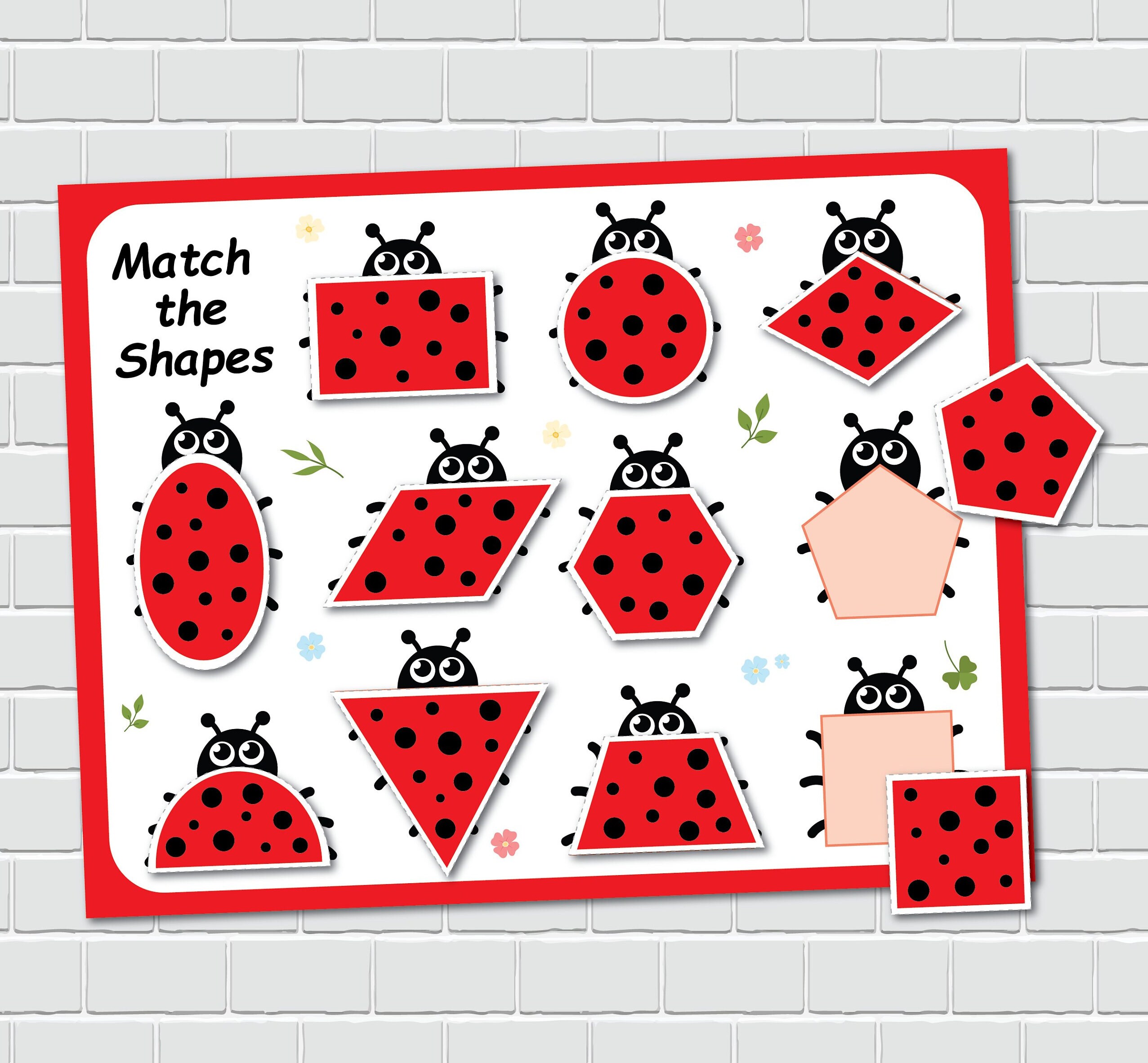 Ladybug Shape Matching Activity, 2D Shapes, Summer Busy Book Page, File ...