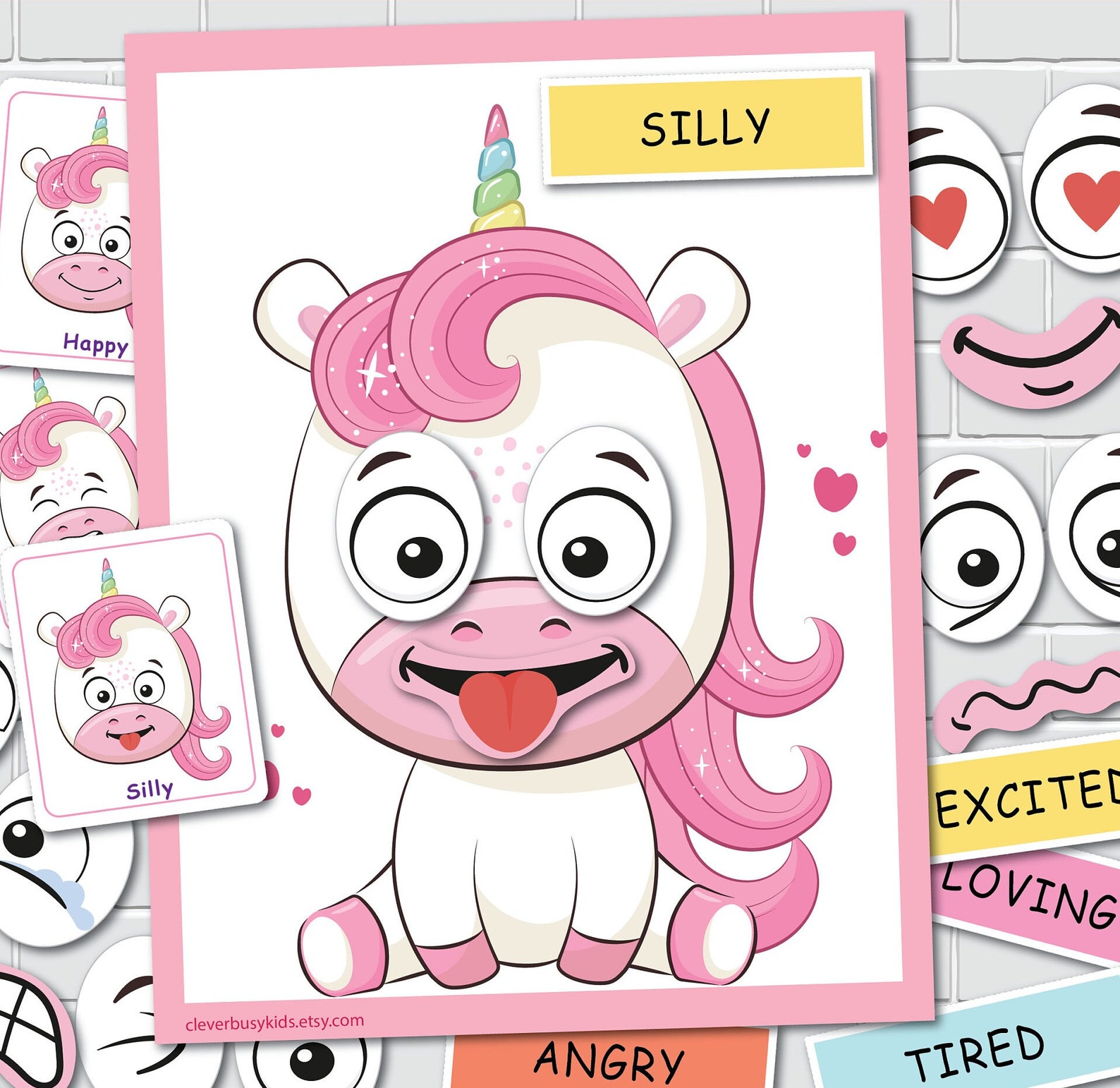 Emotions and Feelings Matching Game, Unicorn Theme Activity for Kids ...