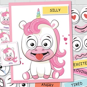 Emotions and Feelings Matching Game, Unicorn Theme Activity for Kids ...