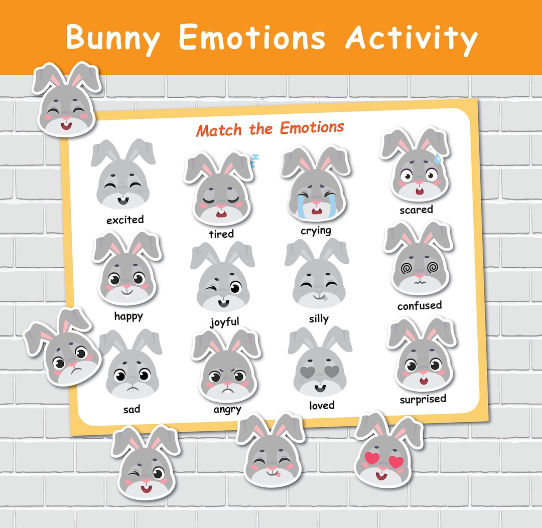 Bunny Emotions Matching Activity for Kids, Easter Preschool Printable ...