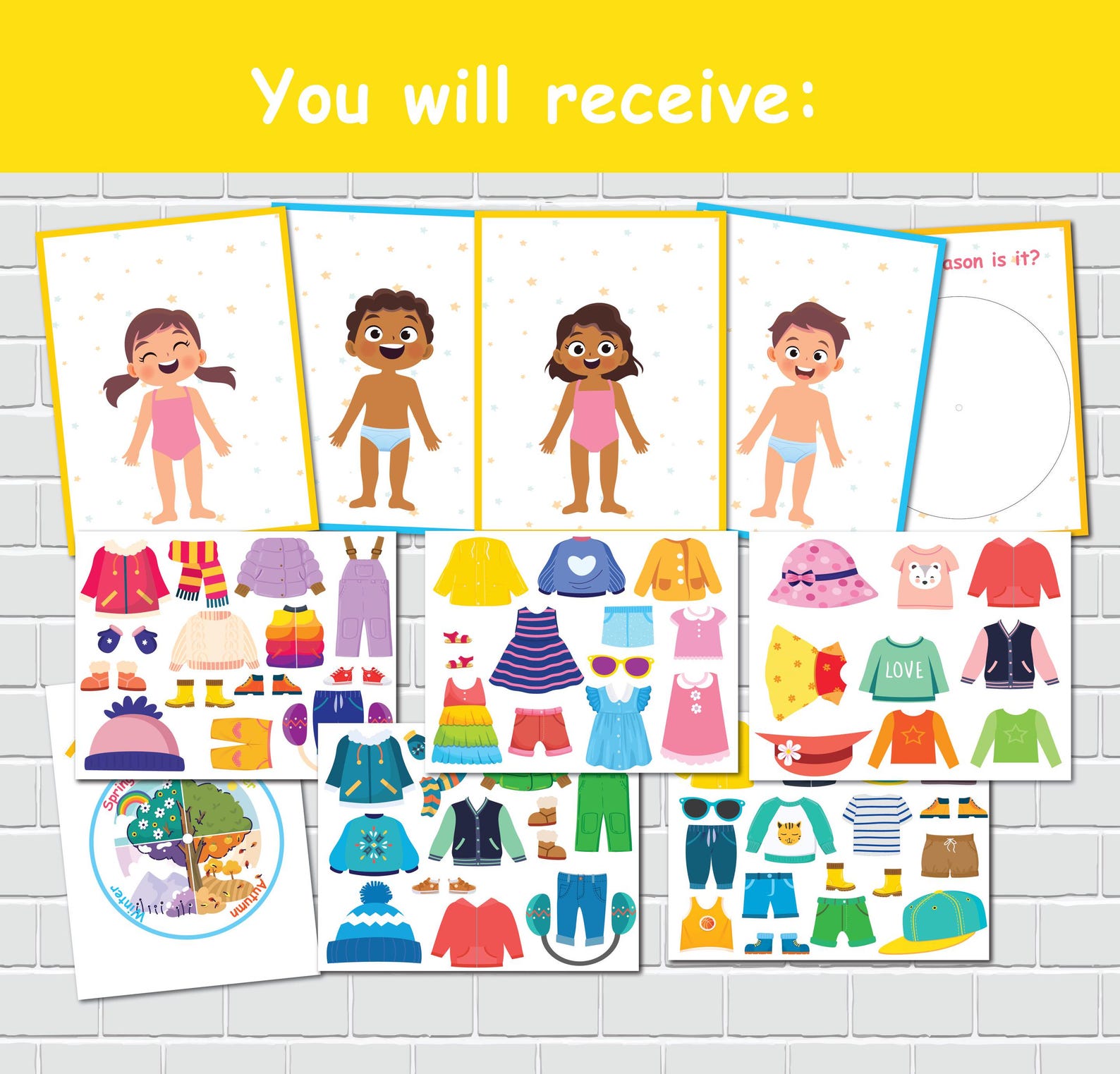 Dress up Printable Activity Four Seasons File Folder Games Toddler ...