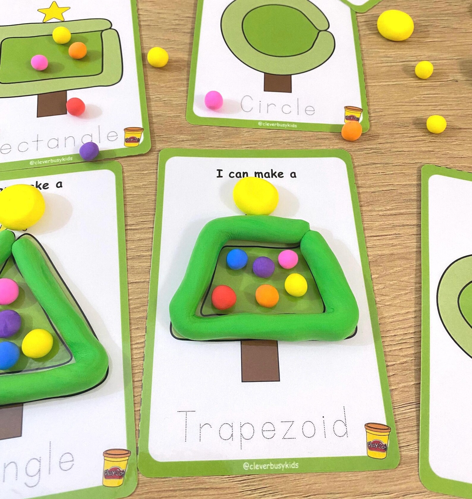 Christmas Tree Shapes Play Dough Mats, Printable Play Doh, Toddler ...