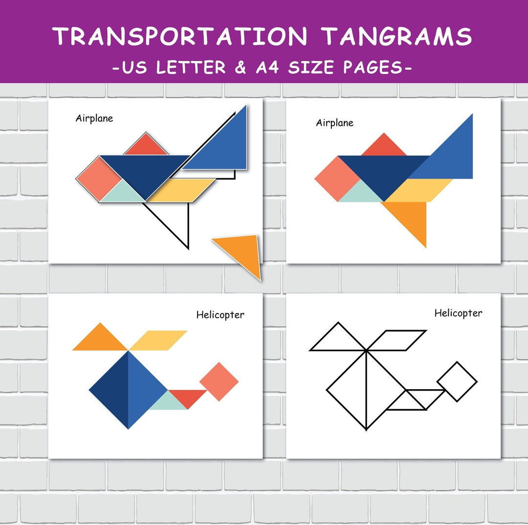 Transportation Theme Printable Tangrams Puzzle Activity for Preschool ...