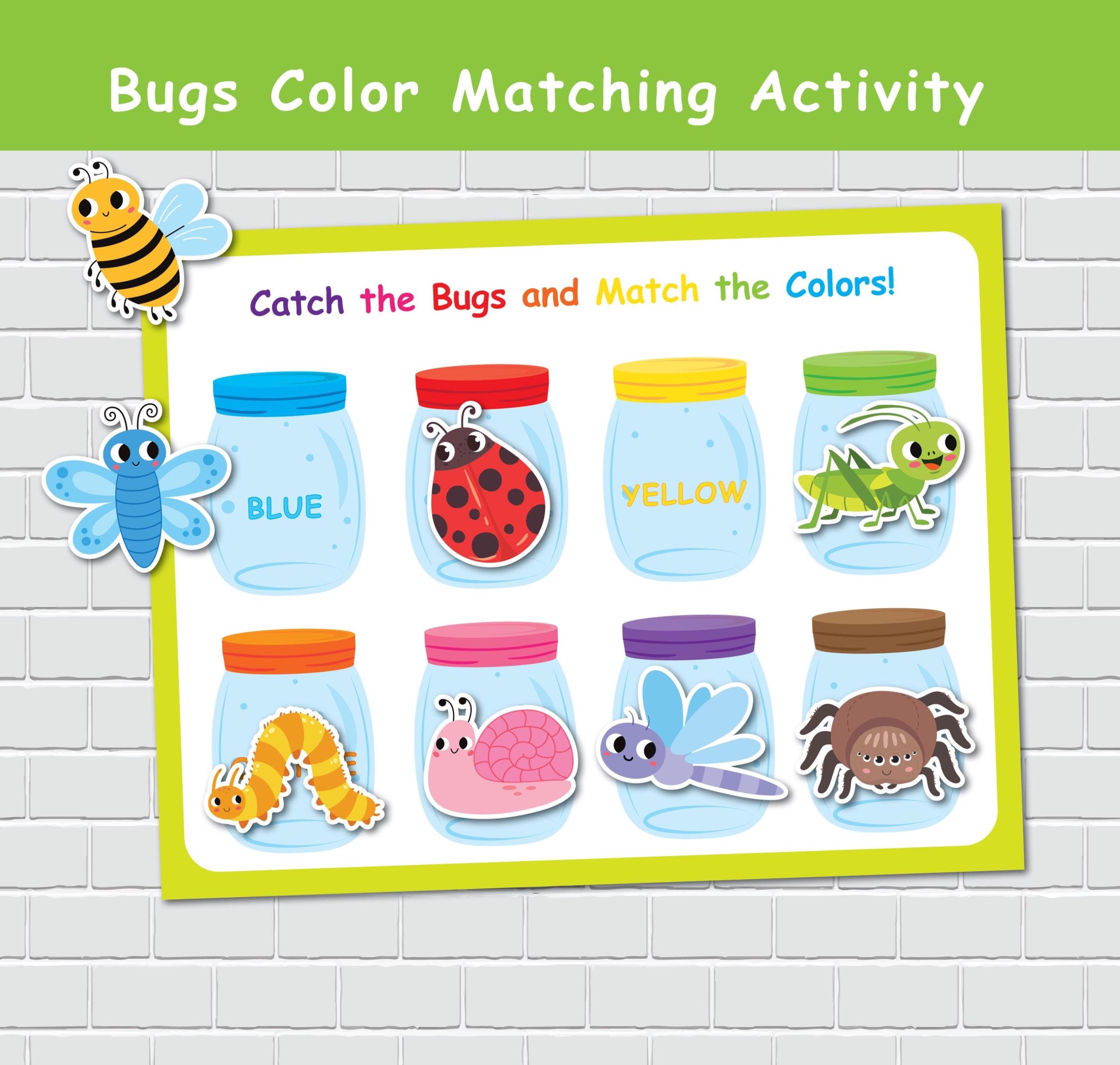Bugs in a Jar Color Matching Activity, Color Sorting Printable (digital ...