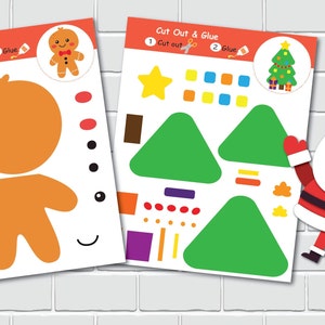 Christmas Cut Out and Glue Activity for Kids. Preschool Cutting ...