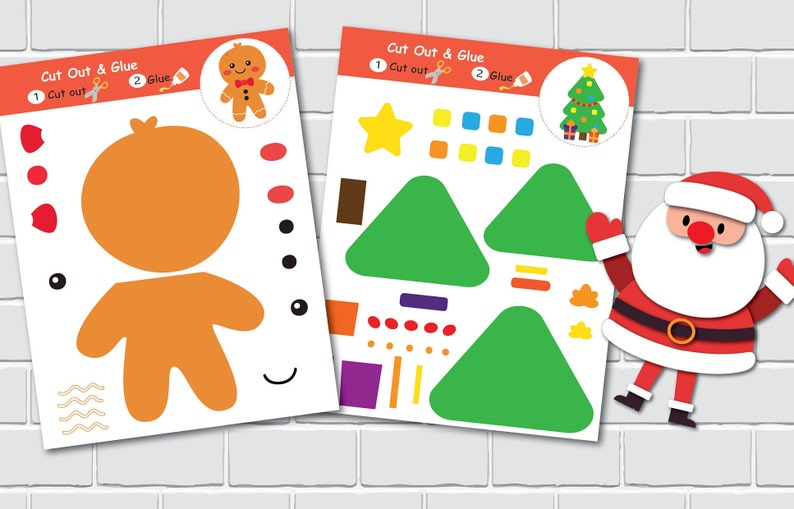Christmas Cut Out and Glue Activity for Kids. Preschool - Etsy