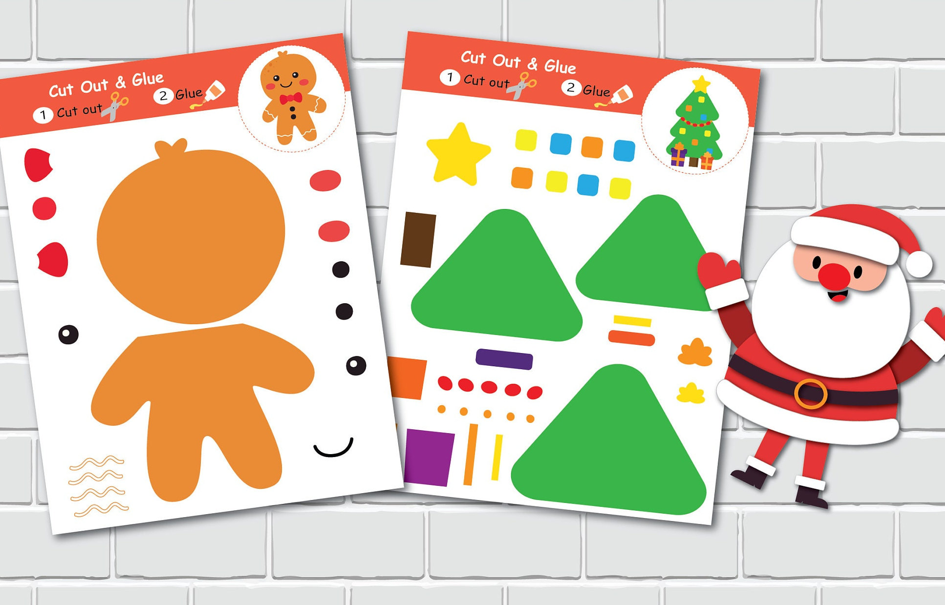 Christmas Cut Out and Glue Activity for Kids. Preschool - Etsy