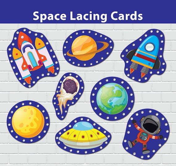 Space Lacing Cards Preschool Fine Motor Skill Activity - Etsy