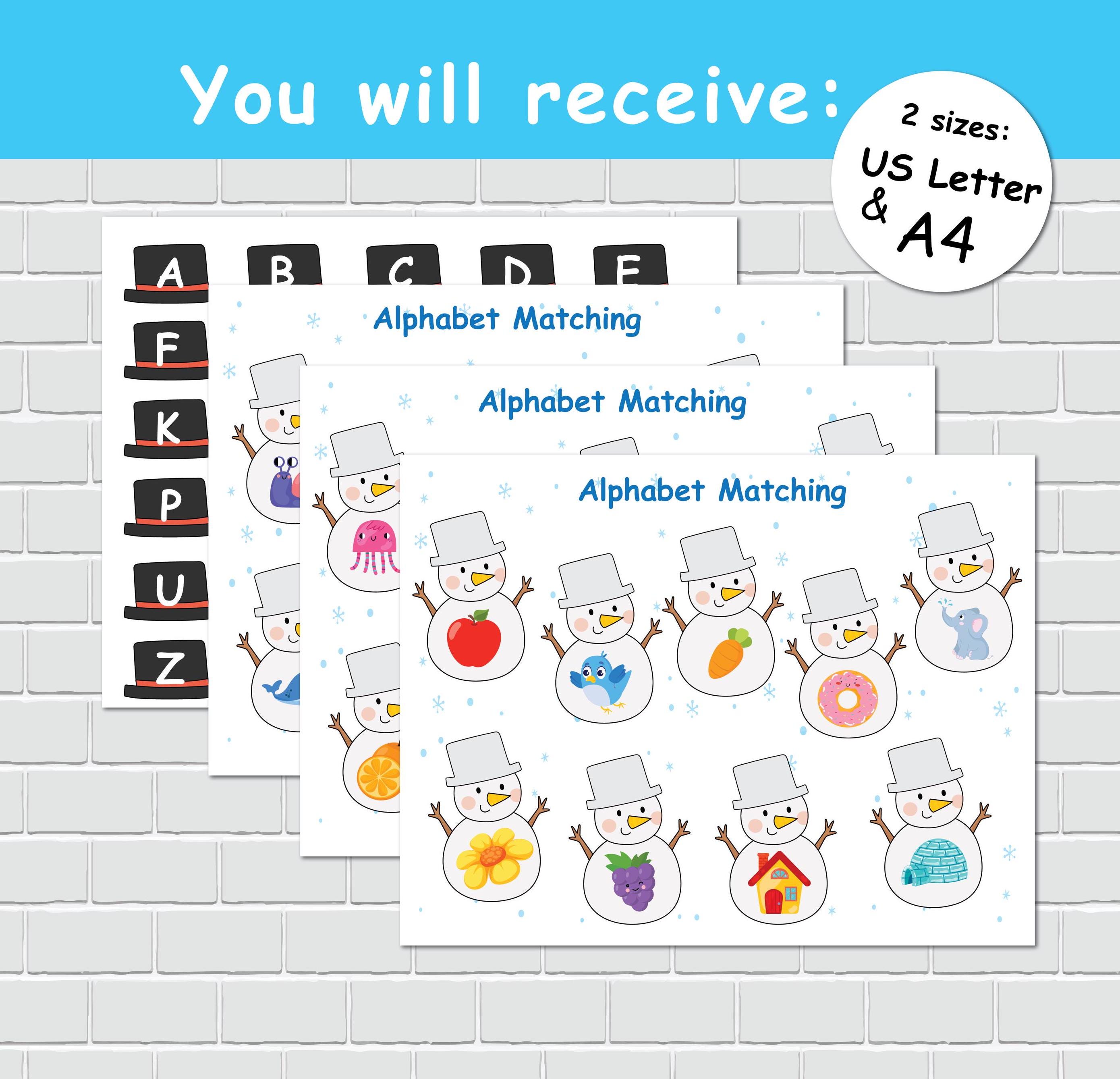 Snowman Alphabet Matching Game, Winter Activity (digital Download) - Etsy
