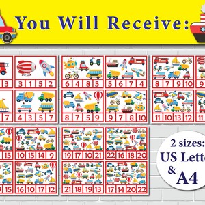 Clip and Count Cards Numbers 1-20. Printable Vehicles and Things That ...