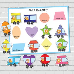 Cars Shape Matching Activity, 2D Shapes, Shapes Busy Book Page, File ...