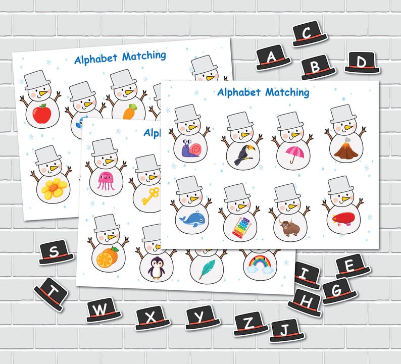 Snowman Alphabet Matching Game, Winter Activity (digital Download) - Etsy