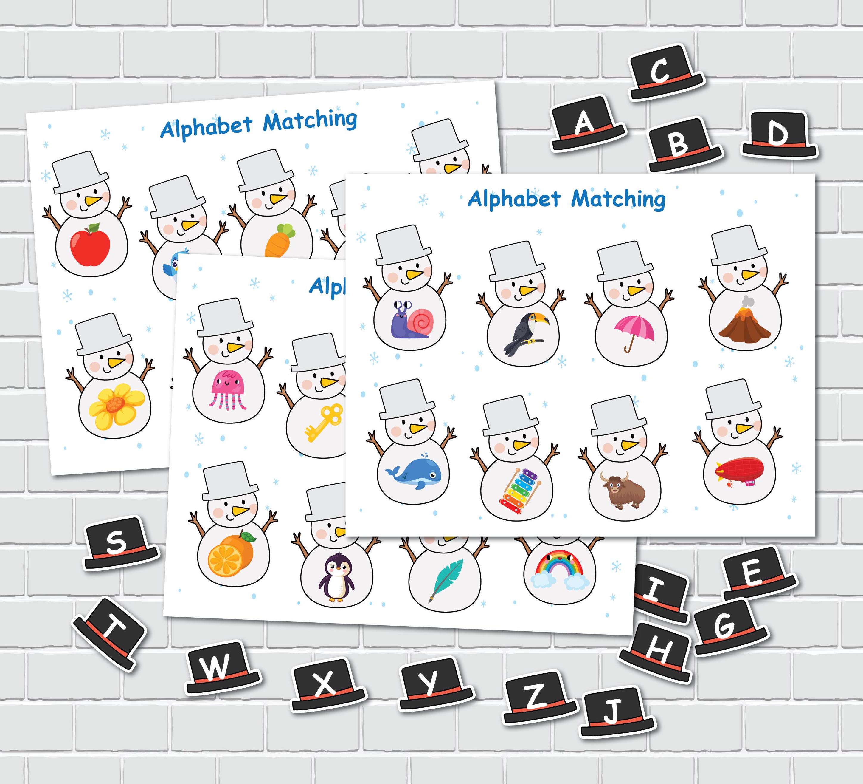 Snowman Alphabet Matching Game, Winter Activity (digital Download) - Etsy