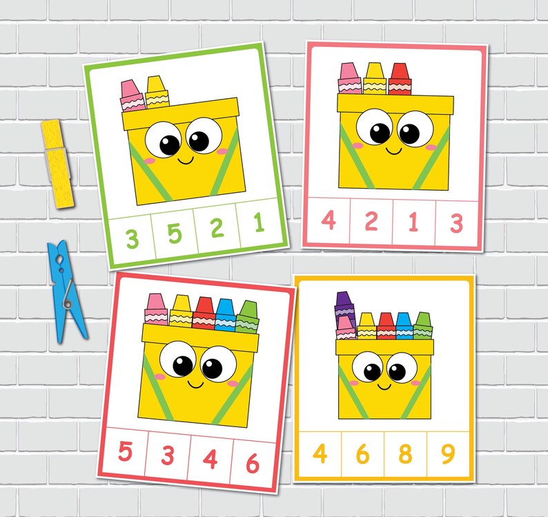 Crayons Clip and Count Cards: Preschool Math Game (digital Download) - Etsy