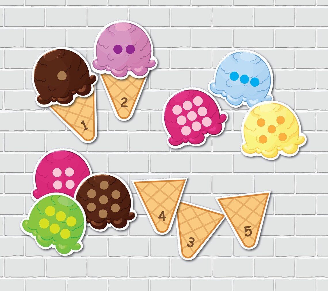 Ice Cream Numbers Matching Activity. Toddlers Sort and Match Game. Math ...
