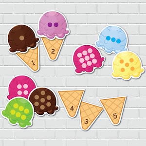 Ice Cream Numbers Matching Activity. Toddlers Sort and Match Game. Math ...