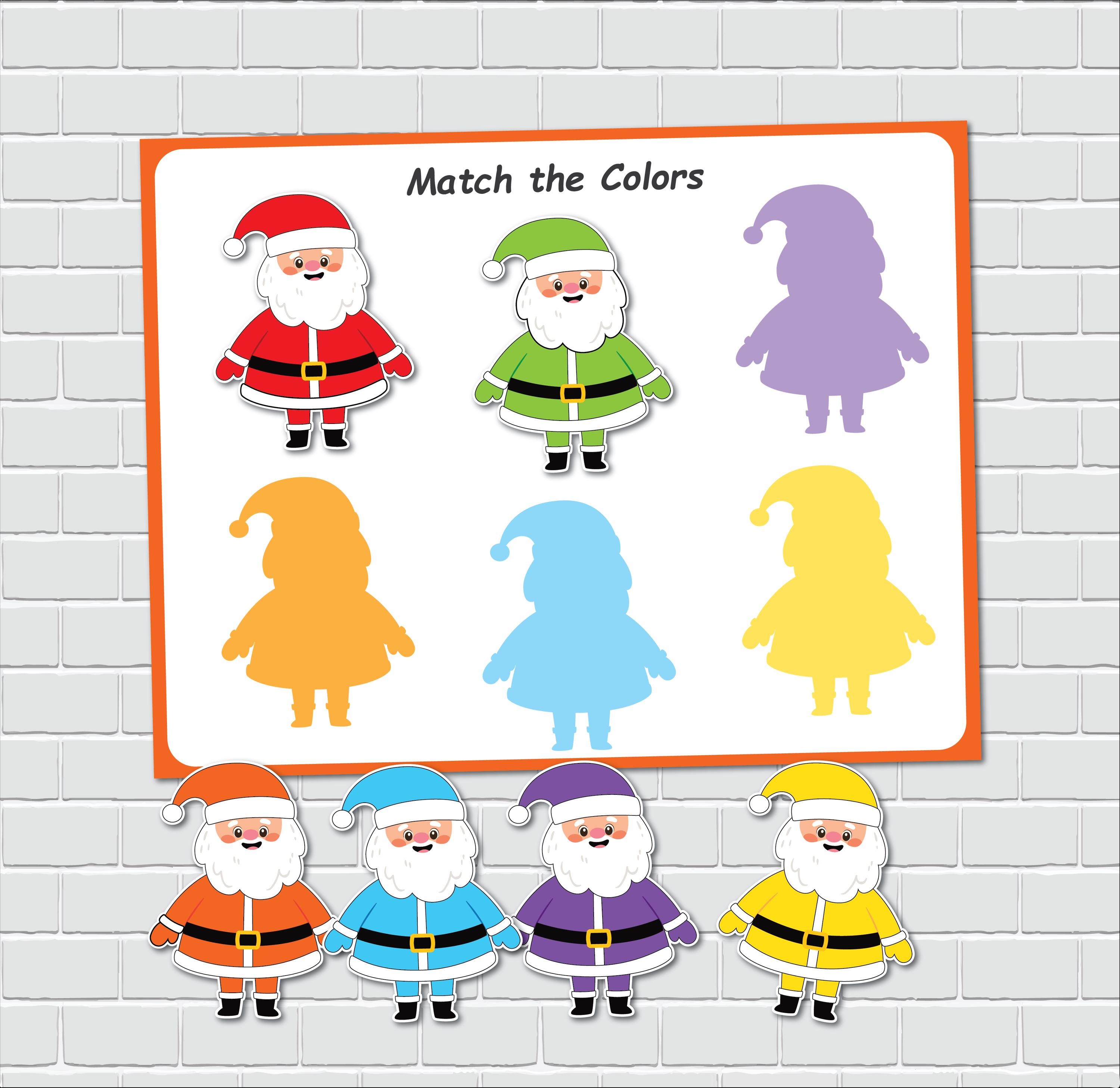 Santa Color Matching Activity, Toddler Printable, Christmas Busy Book ...