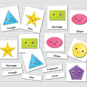 2D Shapes Flashcards, Three Part Flash Cards, Geometric Shapes ...