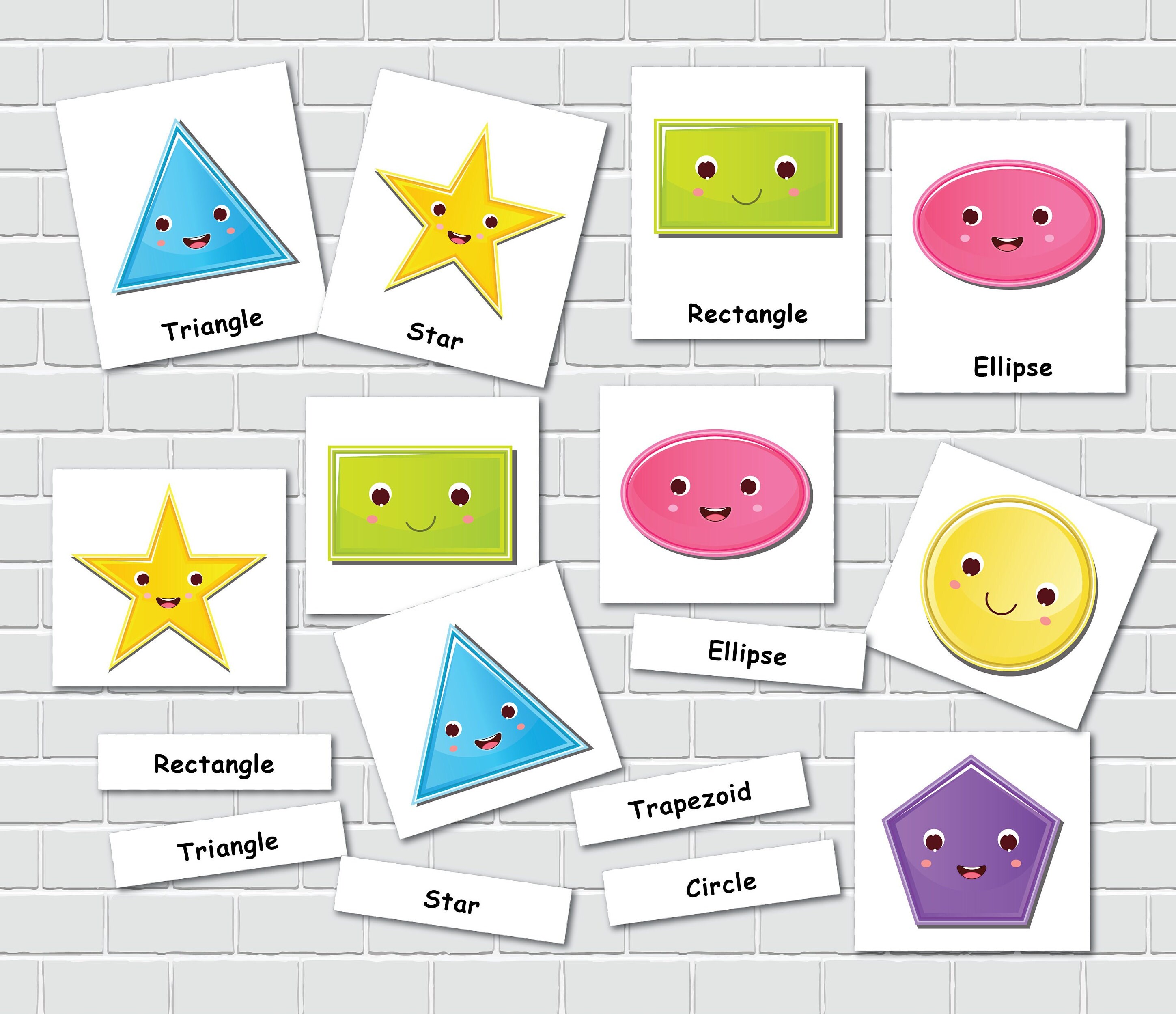 2D Shapes Flashcards, Three Part Flash Cards, Geometric Shapes ...