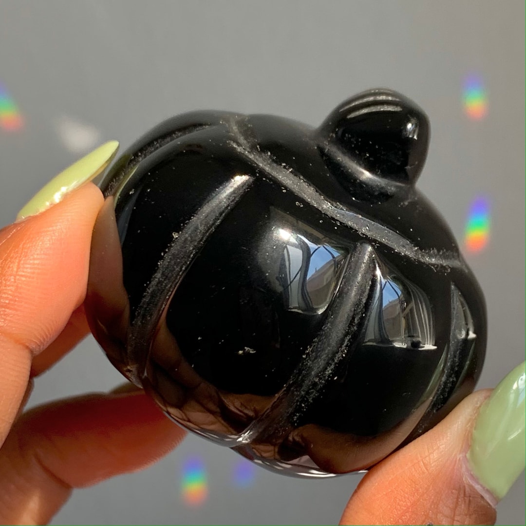 Obsidian Pumpkin Carving | Halloween Crystal Carving - Etsy