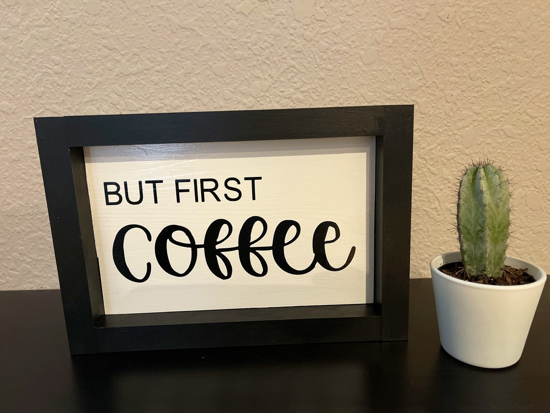 Handmade but First Coffee Wood Sign | Coffee Bar Decor | Coffee | Home ...