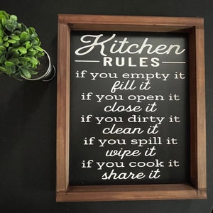 Kitchen Rules Handmade Wood Sign Kitchen Decor Kitchen Sign - Etsy