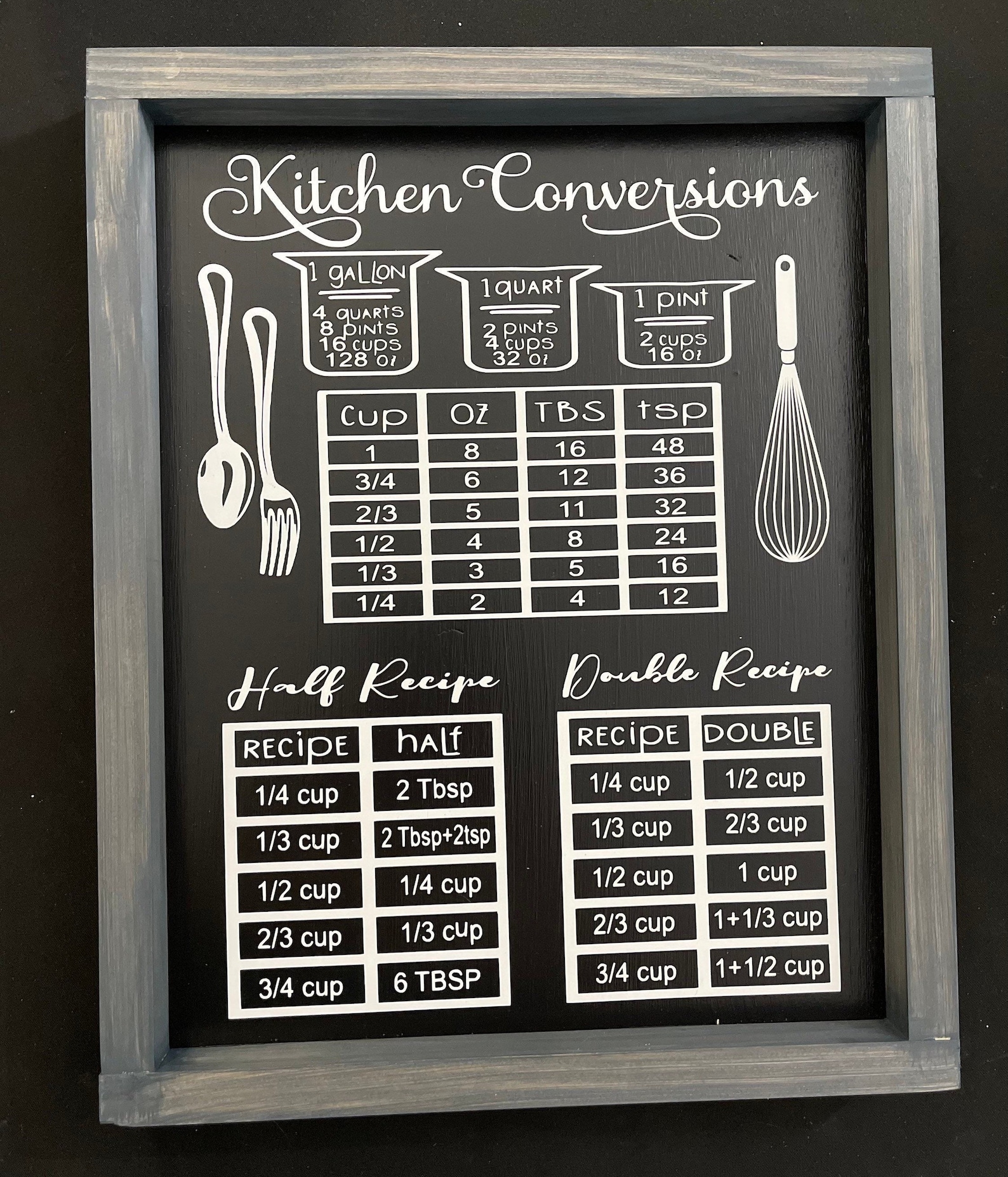 Kitchen Conversion Sign Kitchen Measurement Decor - Etsy