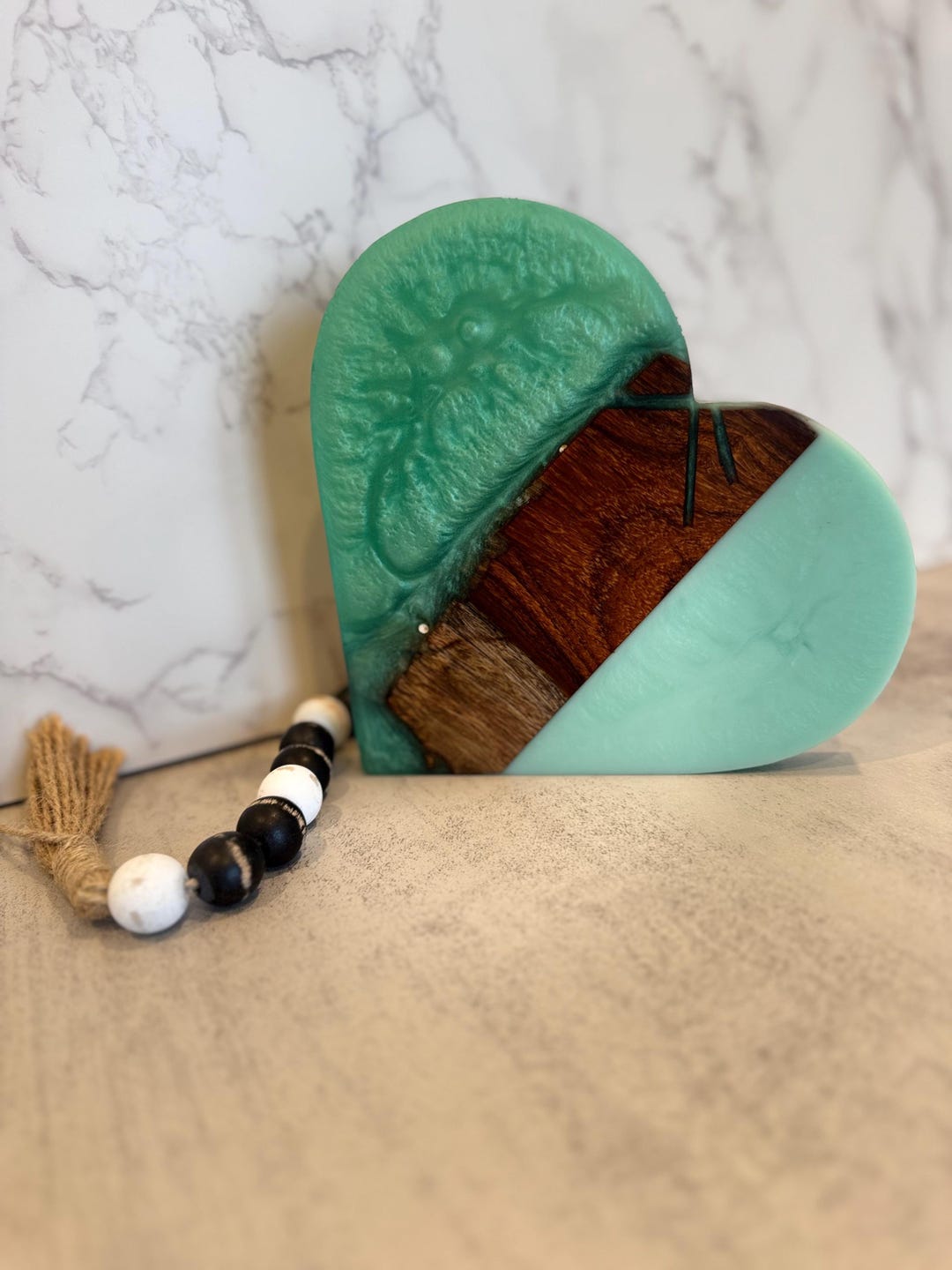 Epoxy Heart With Wood Accent | Heart Shaped Board | Epoxy Resin Heart ...