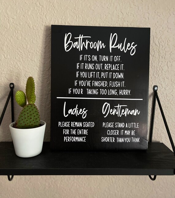 Bathroom Rules Sign Bathroom Decor Funny Bathroom Sign - Etsy